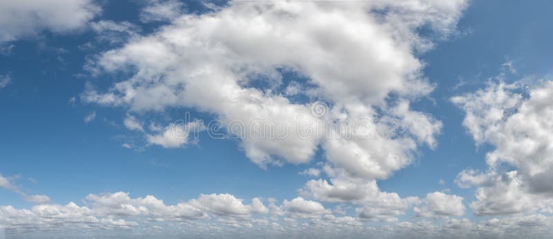 Spring Clouds in Blue Sky, Panorama Format Stock Photo - Image of ...