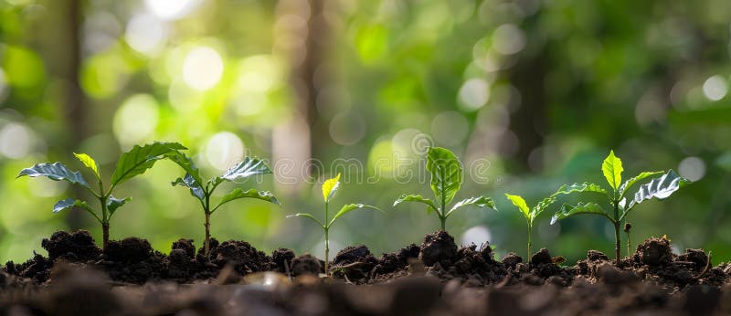 Spring Coffee Seedlings Growing in Soil - AI Generated Stock ...
