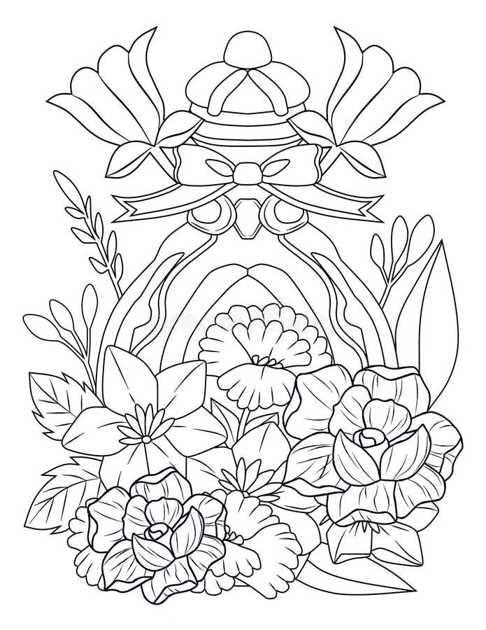 Spring Coloring Page for Adult Stock Illustration - Illustration of ...