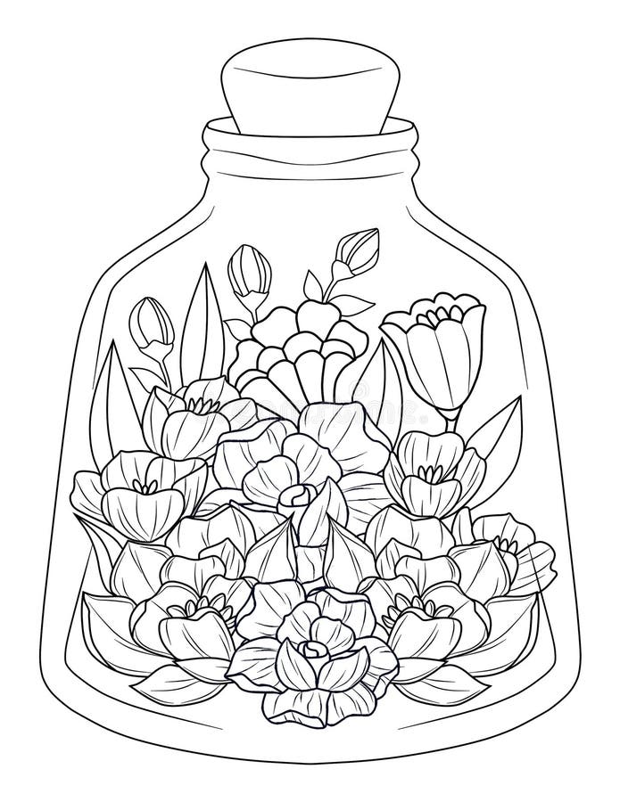 Spring Coloring Page for Adult Stock Illustration - Illustration of ...