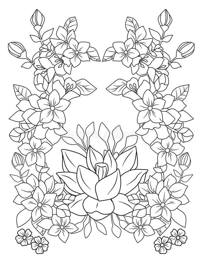 Spring Coloring Page for Adult Stock Illustration - Illustration of ...