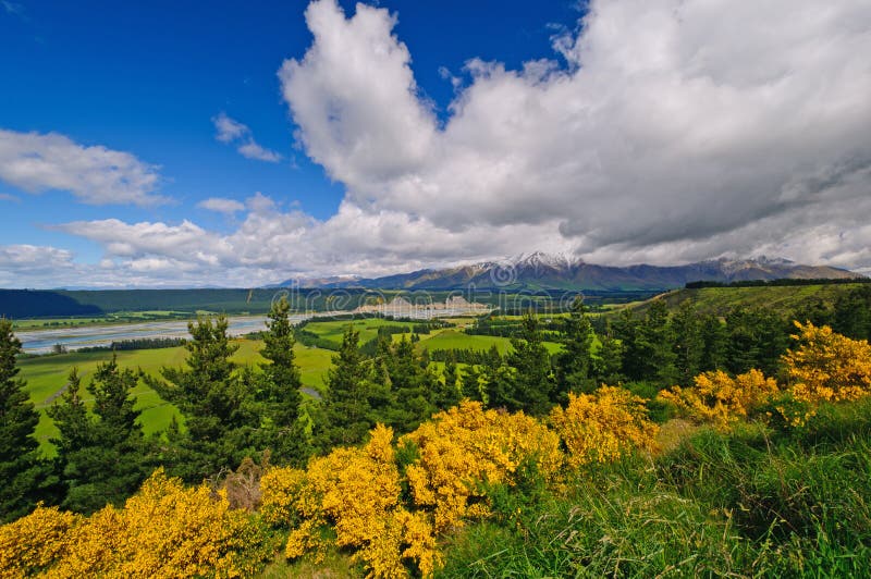 Spring Colors on a Mountain Valley Stock Image - Image of wilderness ...