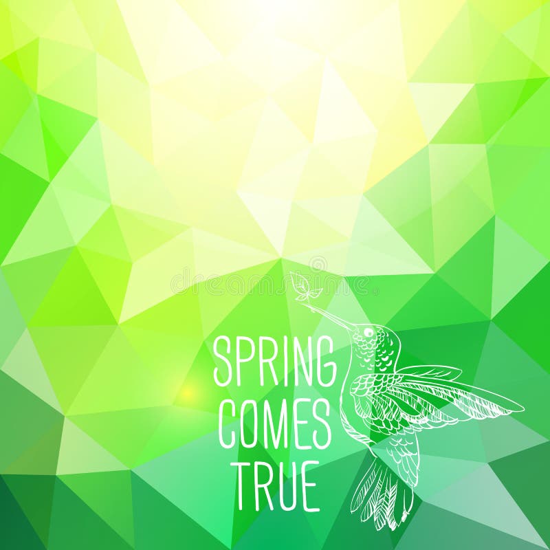 Spring Comes True Abstract Polygonal Background with Bird. Can Stock ...