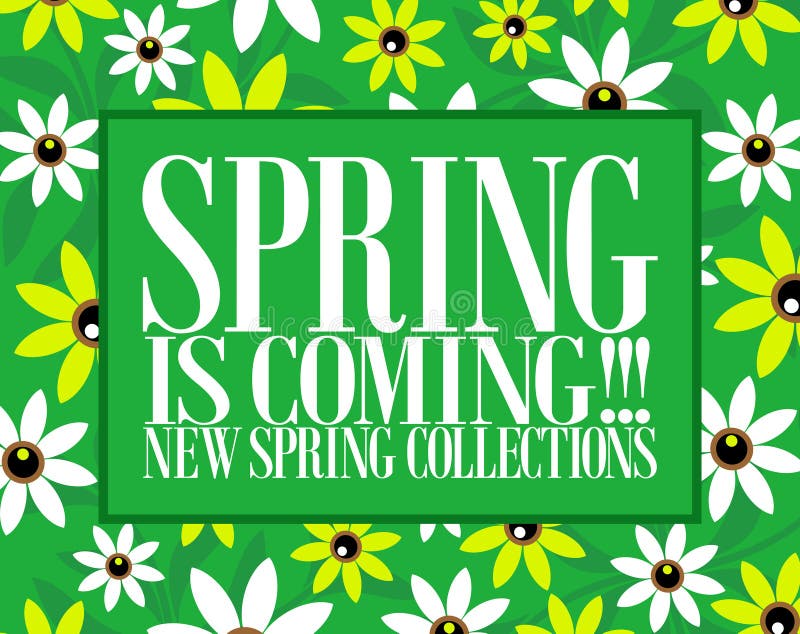 Spring is coming card stock vector. Illustration of arrival - 50261154