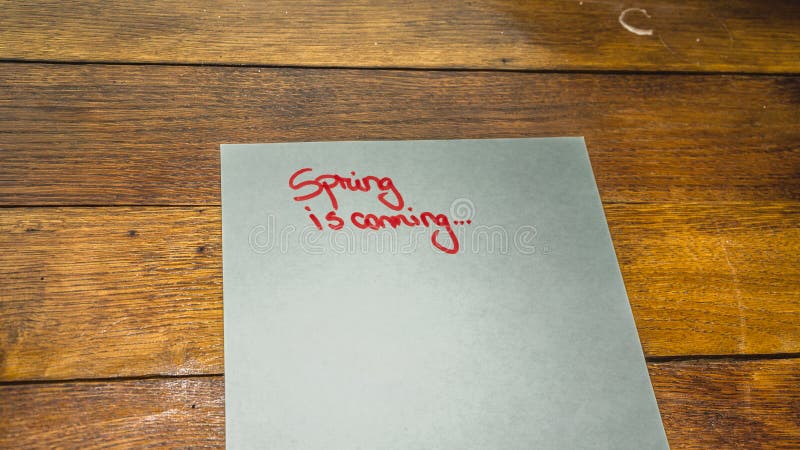 Spring is Coming, Handwriting Text on Paper Stock Image - Image of ...
