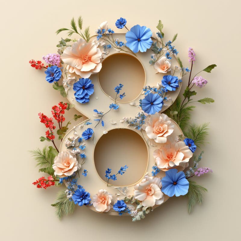 Spring Concept Featuring the Number Eight, Flat Lay. Celebrating Women ...