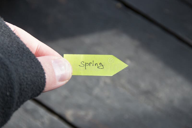 Spring Concept. Text Handwritten on Green Pointer Stock Image - Image ...
