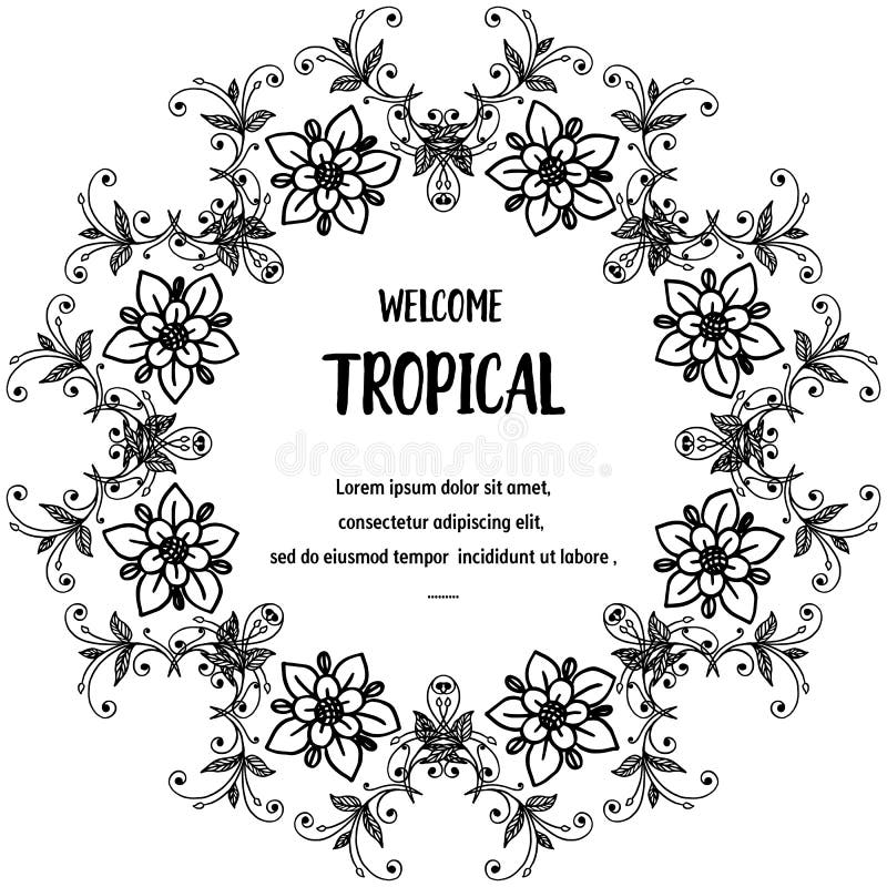 Spring Concept, Writing Welcome Tropical, Design of Card with Flower ...
