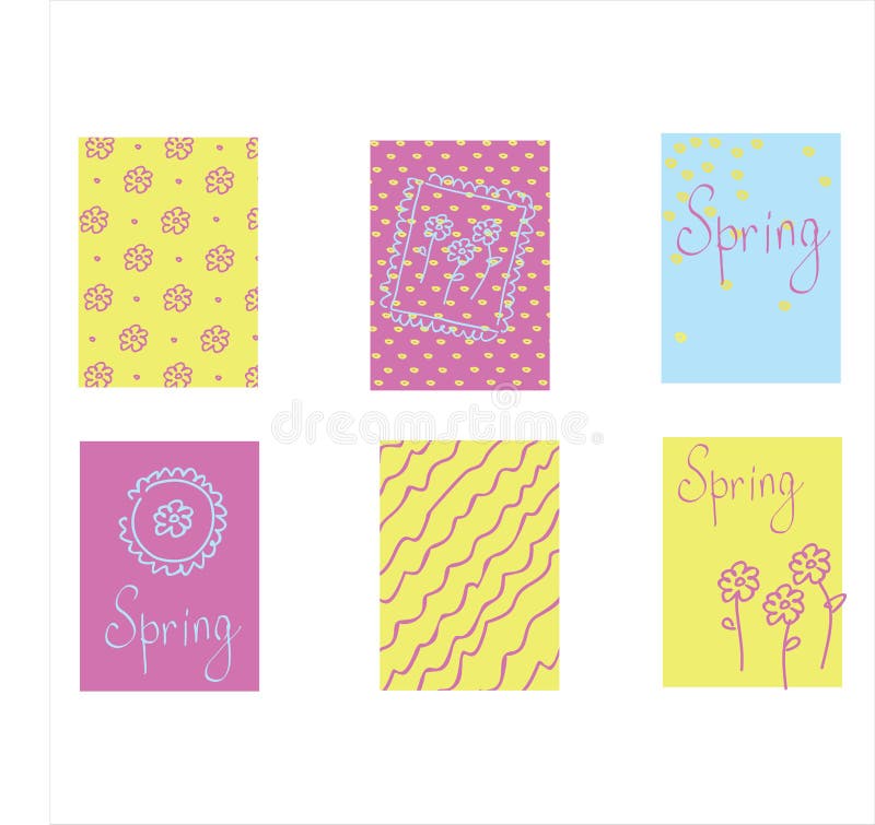 Spring. Congratulations. Flowers. Set of Cards. Stock Vector ...