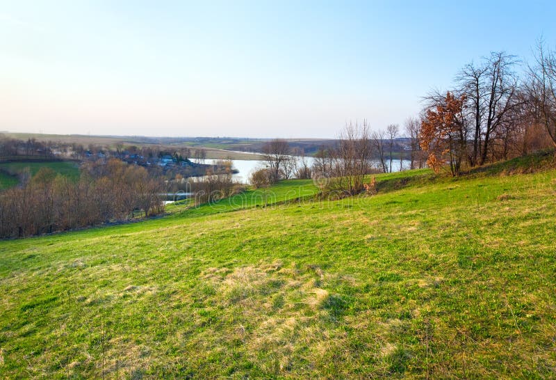 Spring country landscape. stock photo. Image of water - 19044034