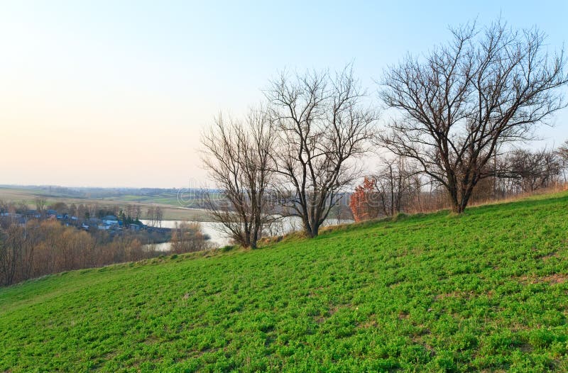 Spring country landscape. stock photo. Image of water - 19044034