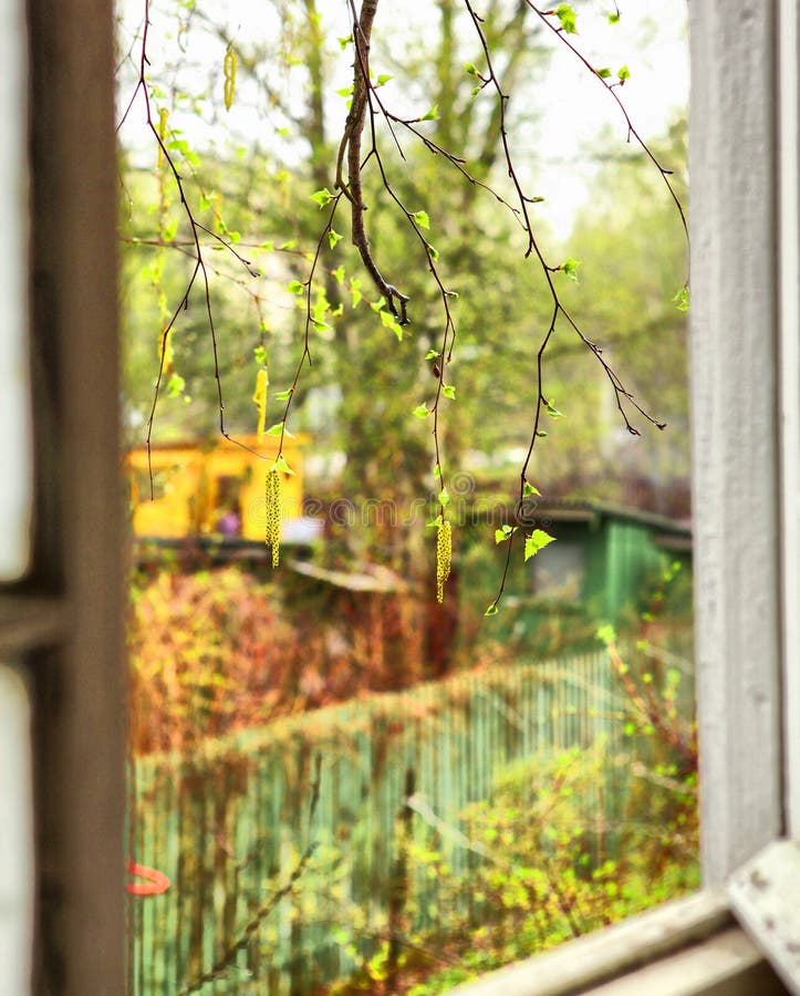 Spring Country View through the Window Stock Photo - Image of country ...