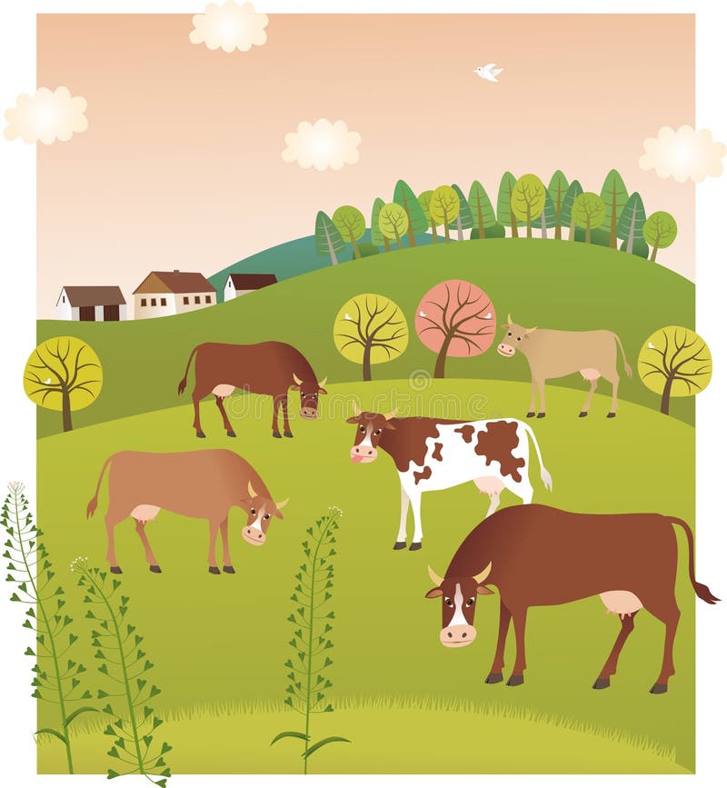 Cows stock vector. Illustration of domestic, animal, brown - 50334813