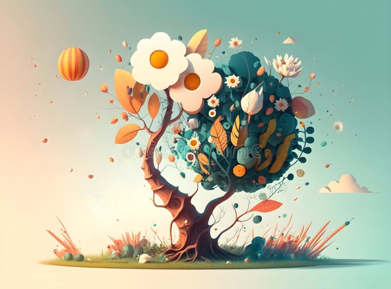 Spring Creative Illustration. Generative AI Content Stock Illustration ...