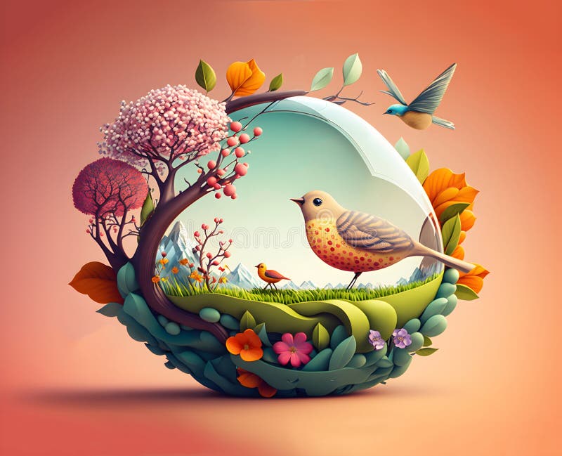 Spring Creative Illustration. Generative AI Content Stock Illustration ...