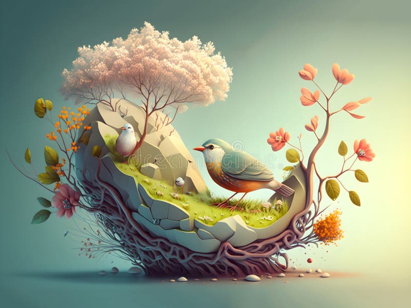 Spring Creative Illustration. Generative AI Content Stock Illustration ...