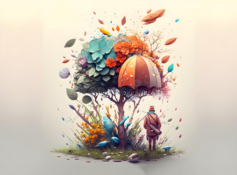 Spring Creative Illustration. Generative AI Content Stock Illustration ...