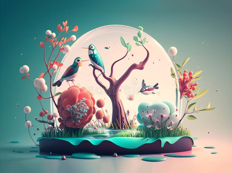 Spring Creative Illustration. Generative AI Content Stock Illustration ...