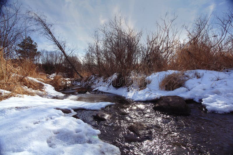 Spring creek ice water stock image. Image of april, icicle - 45563939