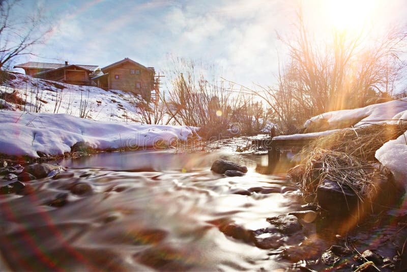 Spring creek stock photo. Image of green, liquid, blur - 55369400