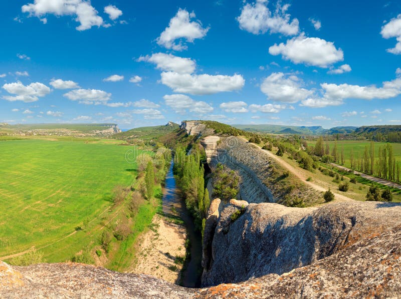 Spring Crimea Mountain Landscape with Rocks and River (Ukraine Stock ...