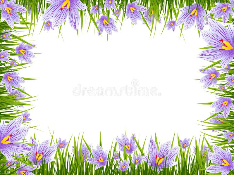 Frame and Seamless Border with Spring Flowers Stock Vector ...