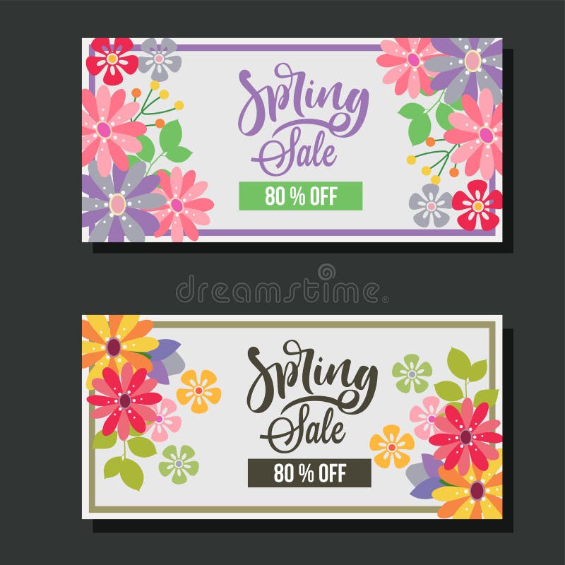 Spring Cute Flower Sale Banner Stock Vector - Illustration of leaf ...