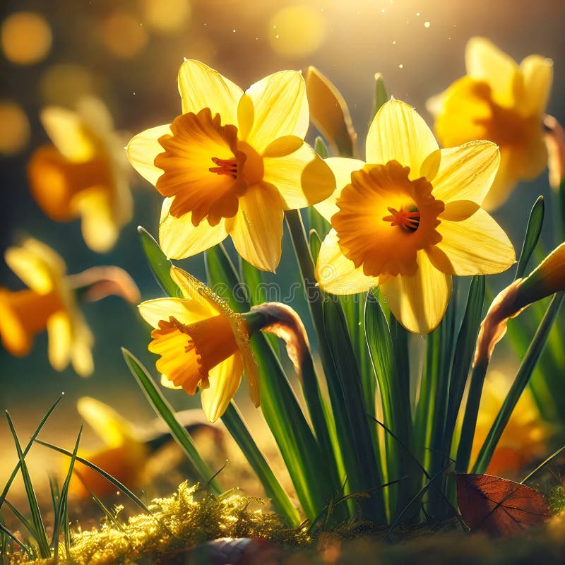 Spring Daffodil Garden stock illustration. Illustration of scene ...