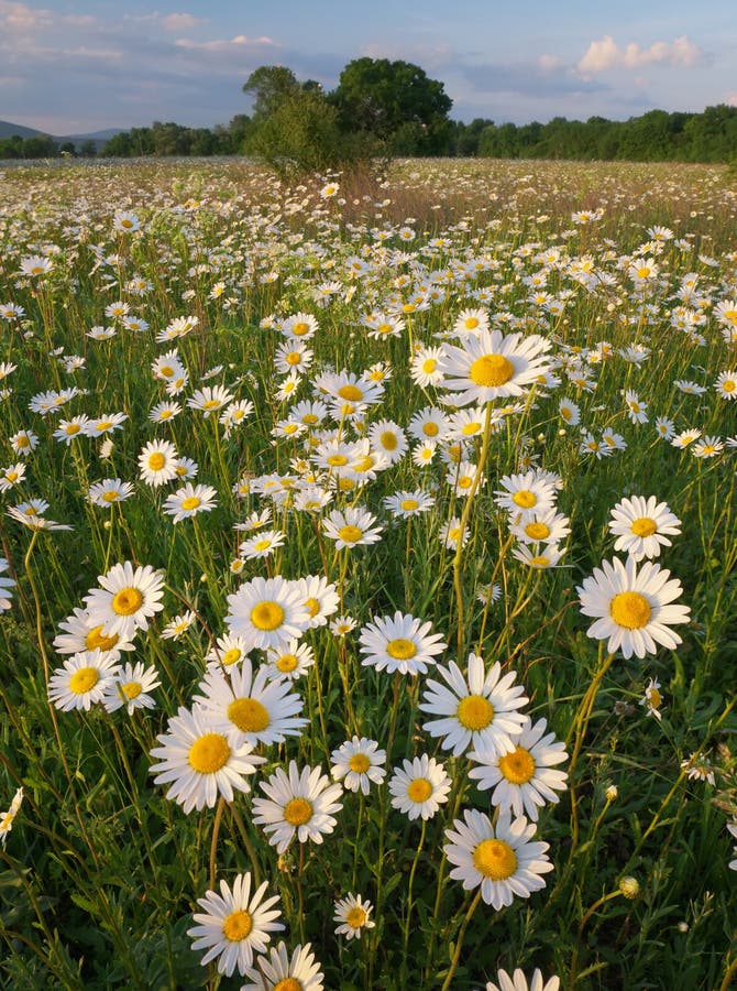 Spring Daisy Flowers in Meadow Stock Photo - Image of daisywheel, fresh ...