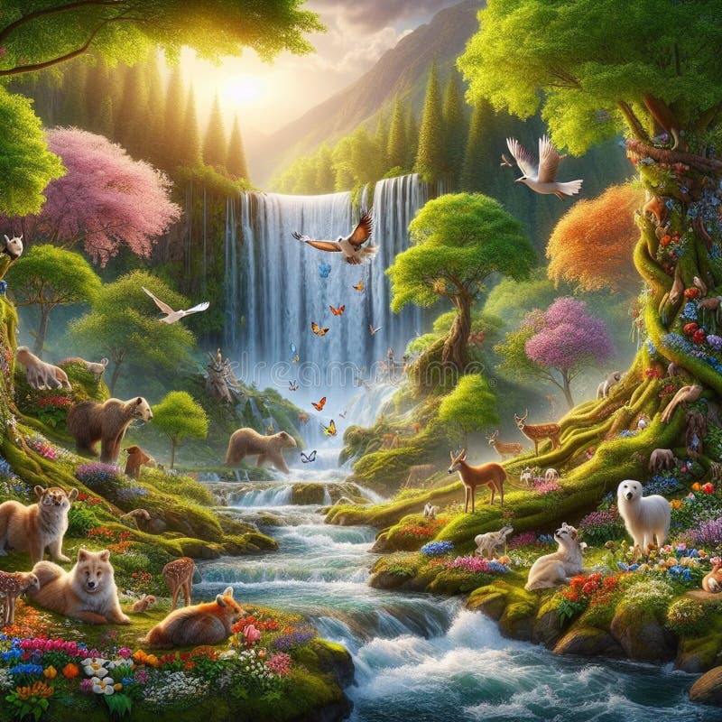 A spring dawn forest. stock photo. Image of aiarts, plants - 318858558