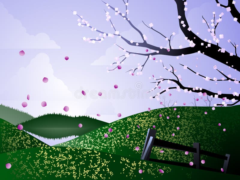 Spring dawn landscape stock vector. Illustration of meadow - 12477646