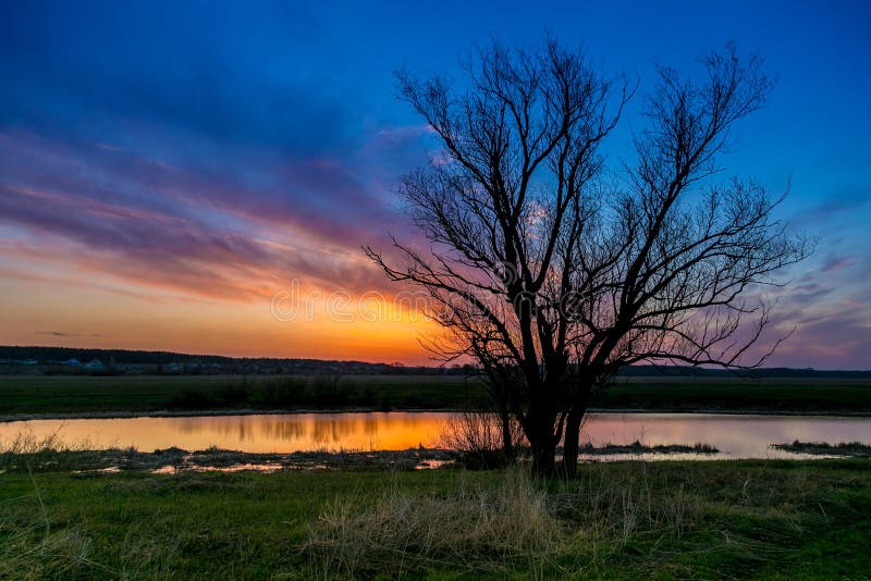 Spring Dawn on the River Don is Reflecting in Calm Water Stock Photo ...