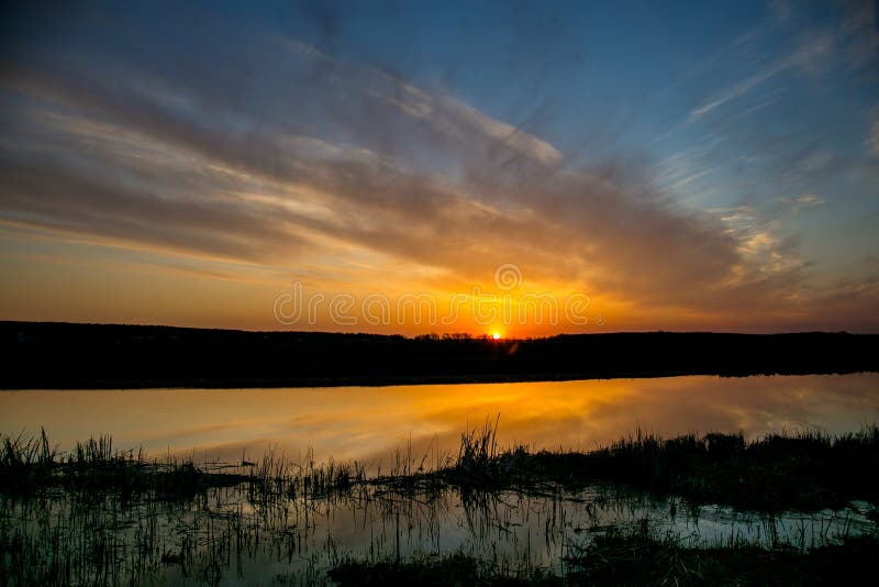 Spring Dawn on the River Don is Reflecting in Calm Water Stock Photo ...