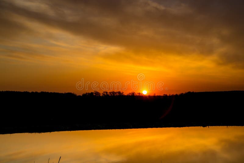 Spring Dawn On The River Don Is Reflecting In Calm Water Stock Photo ...