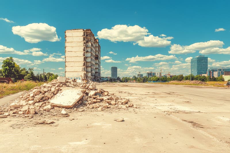 On a Spring Day, the Demolition Team Demolished the Building Stock ...