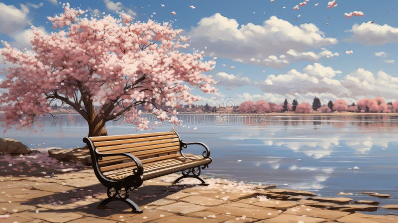 Spring Day in Illustration Style Stock Illustration - Illustration of ...