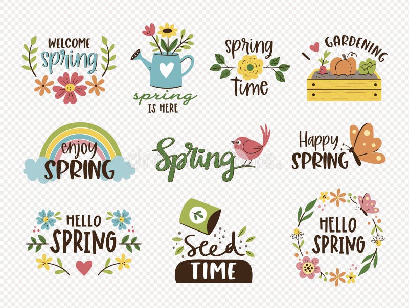 Spring Decorative Floral Label Collection Stock Vector - Illustration ...