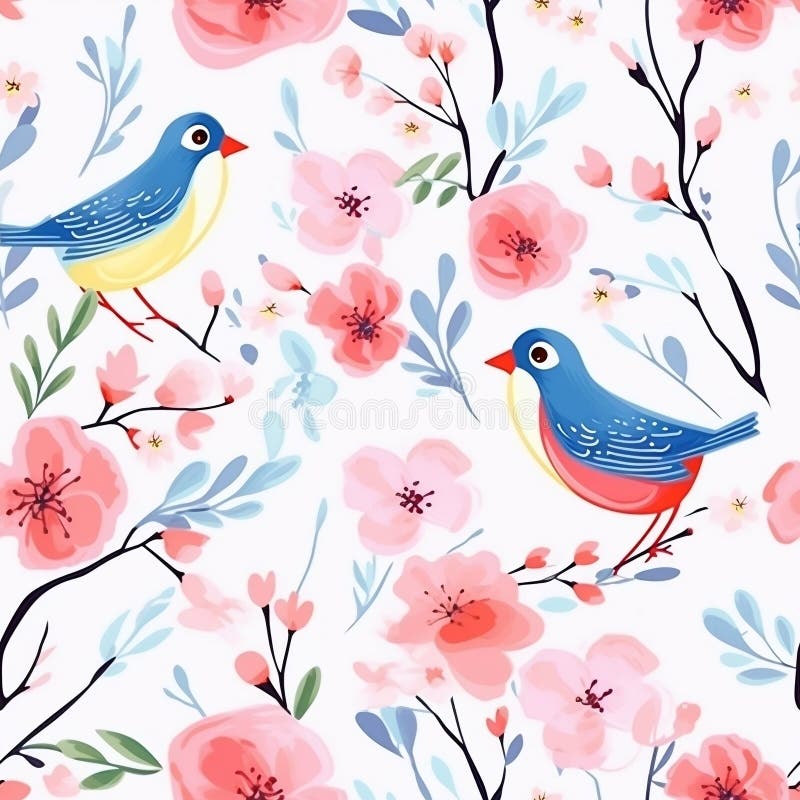 Spring Delicate Pink Floral Seamless Pattern. Generated by AI Stock ...