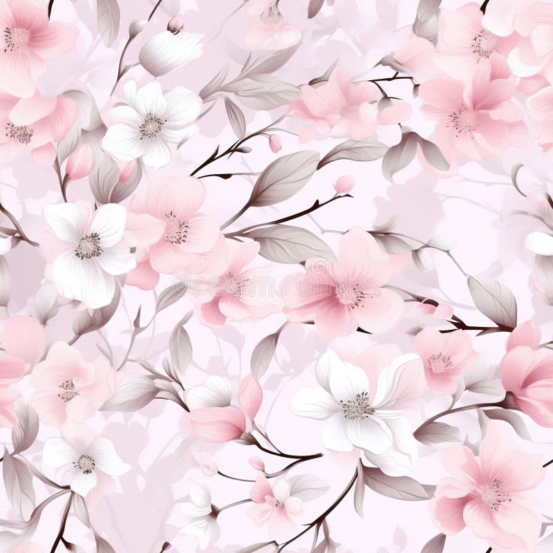 Spring Delicate Pink Floral Seamless Pattern. Generated by AI Stock ...