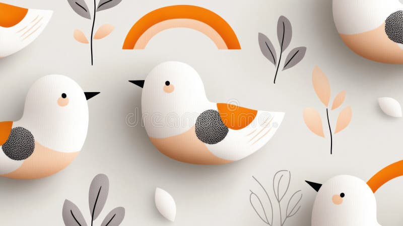 Spring Doodle Art, Birds, Flowers, Rainbows in Soft Pastels Create a ...