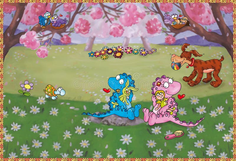 Spring Dragons stock illustration. Illustration of dragonsnparty - 42344137