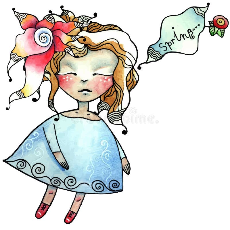 Spring dreams stock vector. Illustration of magic, dress - 47272310