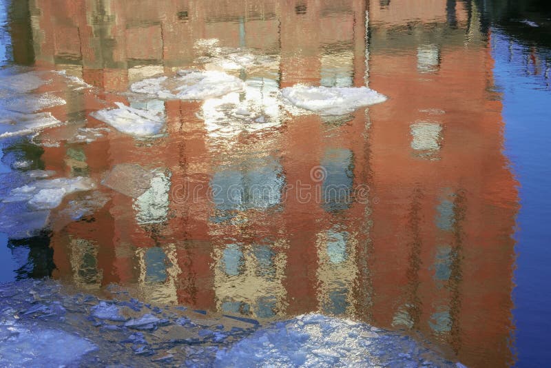 Spring Ice Drift on the River Stock Image - Image of frost, island ...