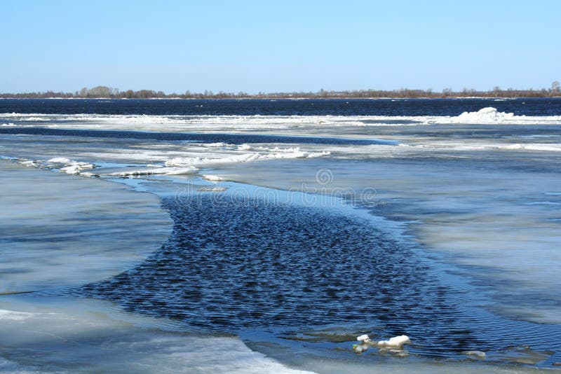 Spring. Drifting Ice on River Stock Image - Image of heavens, stream ...
