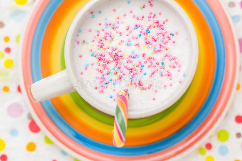 Spring Drink Vanilla Milkshake Sprinkles Stock Photo - Image of ...