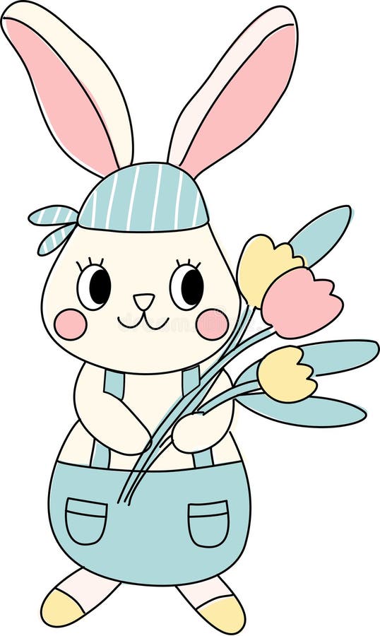 Spring and Easter Bunny with TulipS Stock Vector - Illustration of ...