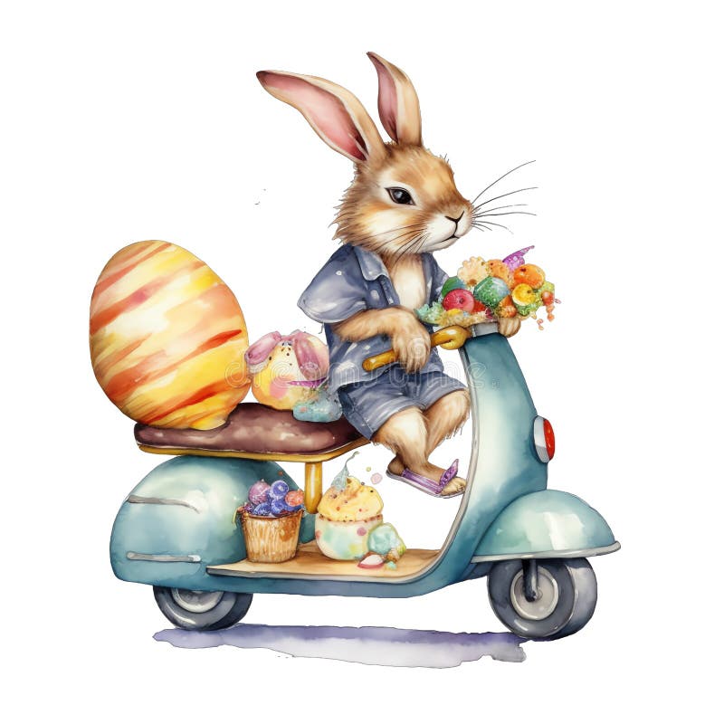 Spring Easter Bunny Watercolor Illustration, Spring Clipart Stock ...