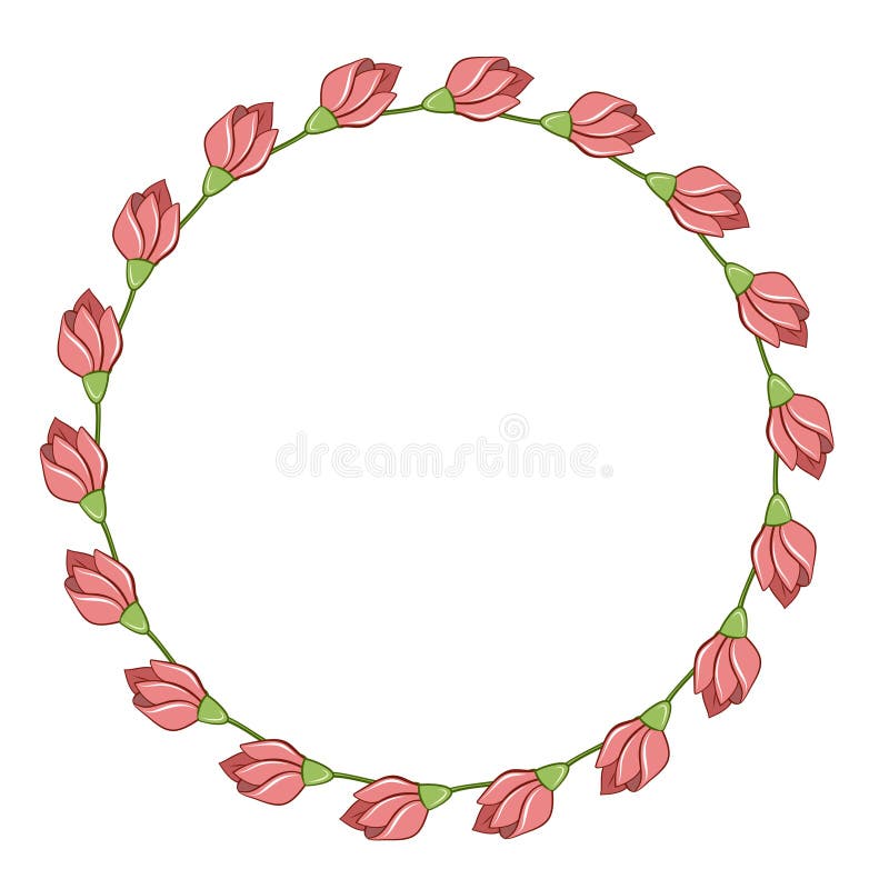 Spring Easter Circle Frame Border with Bright Flowers Stock Vector ...