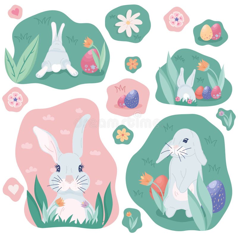 Spring Easter Collection Sticker, Easter Animals Characters Set, Easter ...