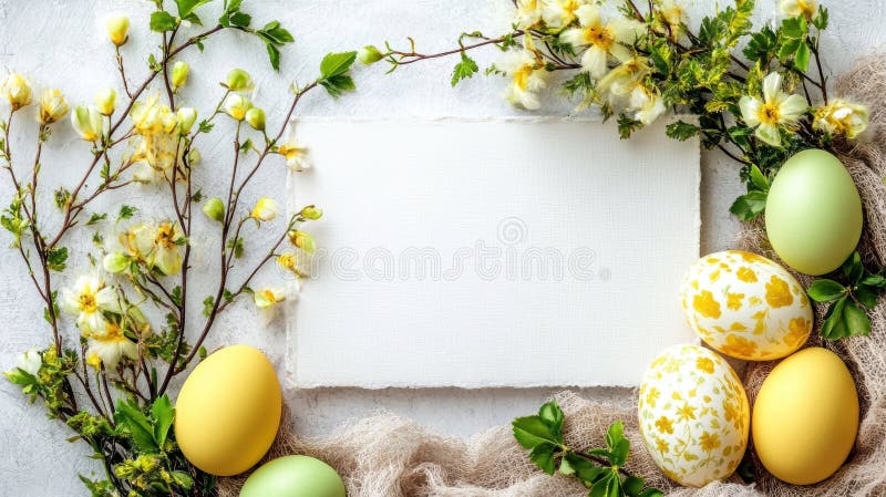 Spring Easter Decor, a Simple Easter Flat Lay with Ivory Paper Canvas ...